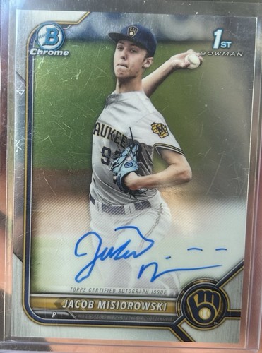 Jacob Misiorowski auto 2022 Bowman Draft Chrome 1st RC #CDA-JMI - Brewers | eBay