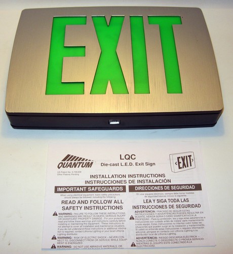 Lithonia LQC 1 G EL N Quantum Green Exit Sign w/ Battery | eBay