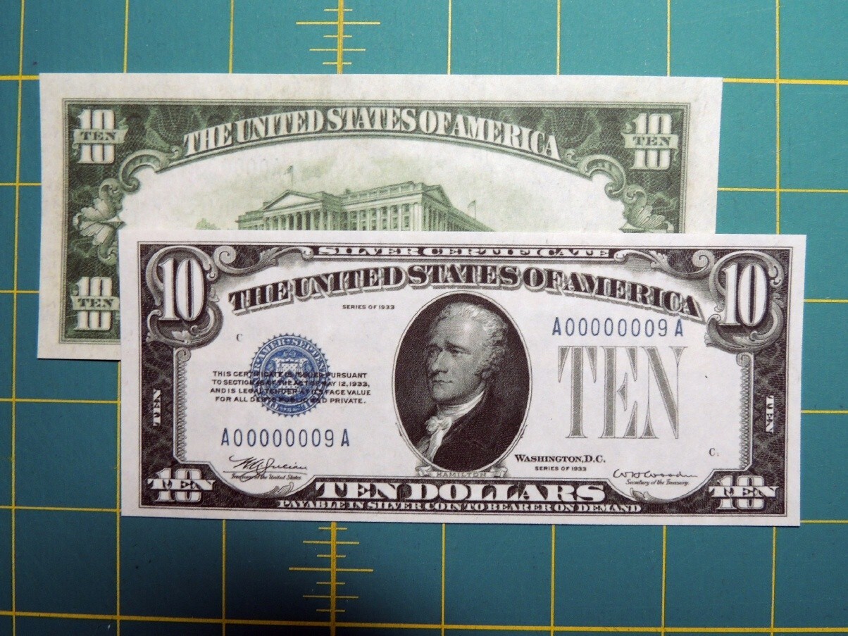 Reproduction King of Silver $10 1933 Silver Cert. US Paper Money ...