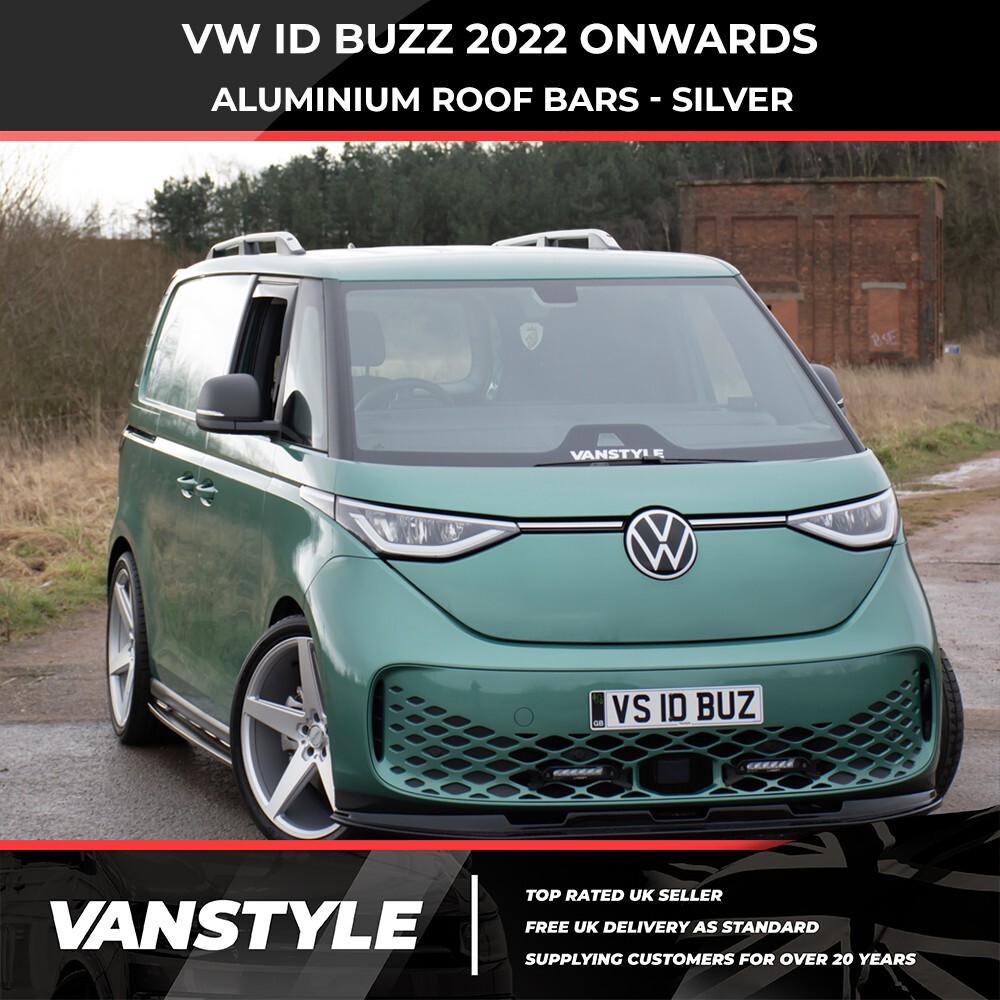 FITS VW ID BUZZ CARGO VAN BUS 2022 SWB SILVER ALUMINIUM ROOF RAILS BARS ...