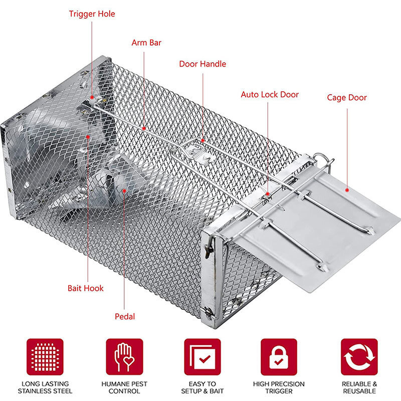 To 4X Humane Rat Trap Cage Live Animal Catch Pest Rodent Mouse Bait ...