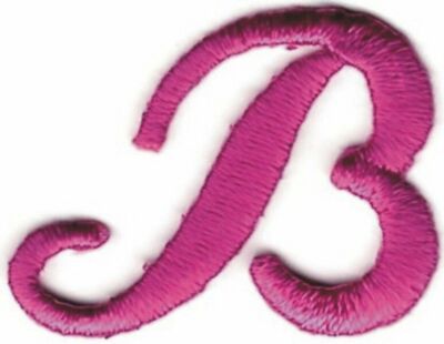 1"x1 1/8" Fancy Pink Script Cursive Alphabet Letter B Embroidered Patch ...
