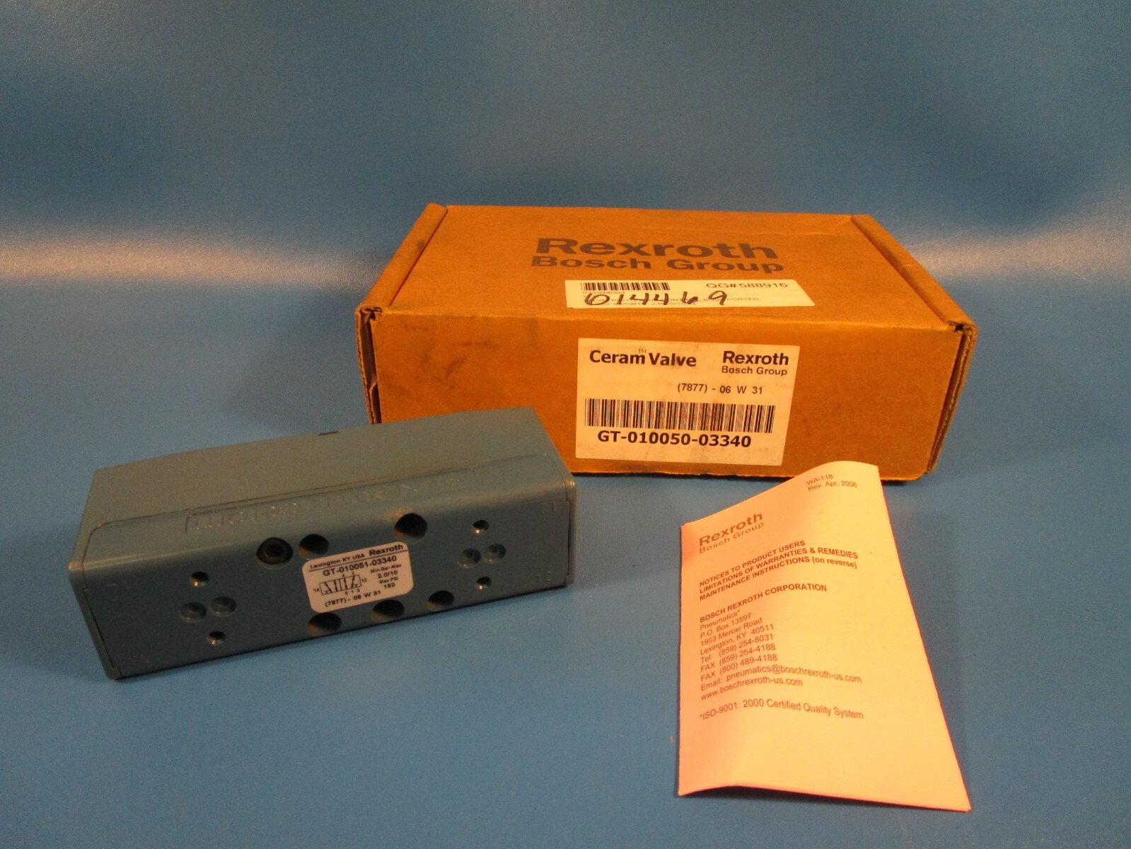 Bosch Rexroth GT-010050-03340, Ceram Single Air Pilot Valve, Metal ...