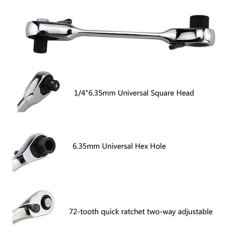 2 in 1 1/4 Hex Bit Driver Screwdriver Ratchet Wrench for Head Ratchet ...