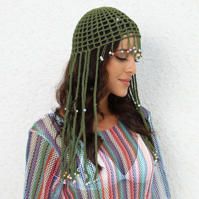 Handwoven Crocheted Hallow Head Chain Tassel Hairwear Folk Headgear | eBay
