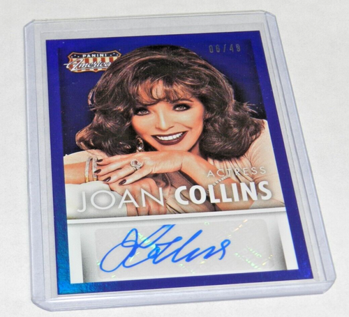 PANINI AMERICANA JOAN COLLINS RARE BLUE #06/49 SIGNED AUTOGRAPHED CARD ...