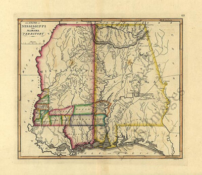 Map of Mississippi and Alabama territory 16x18 | eBay