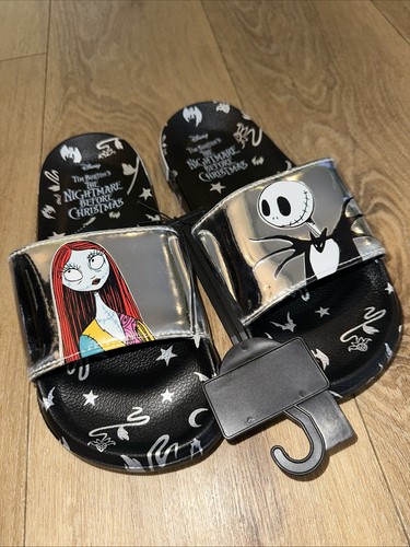 The Nightmare Before Christmas Jack & Sally Ground Up Slides Women's Sz ...