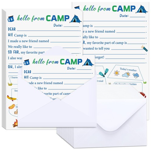 80 Pcs Camp Stationery Set 40 Fill in the Papers 40 Matching Envelopes ...