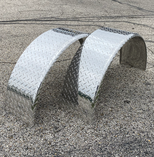 2-Pack Aluminum Diamond Plate Round Trailer Cargo Fender 10" X 36" X 18 ...