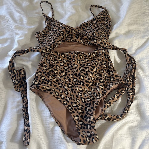 Aerie Leopard Print Wrap One Piece Swimsuit Size Small | eBay