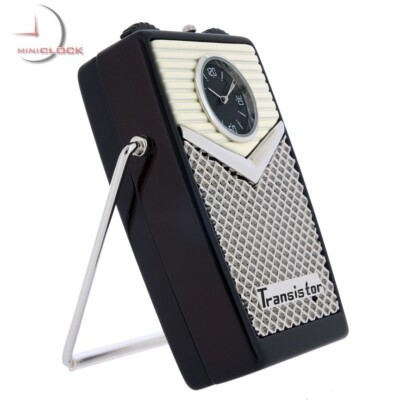 Miniature Transistor Radio Vintage Style Desk Mini Clock - Die-Cast ...