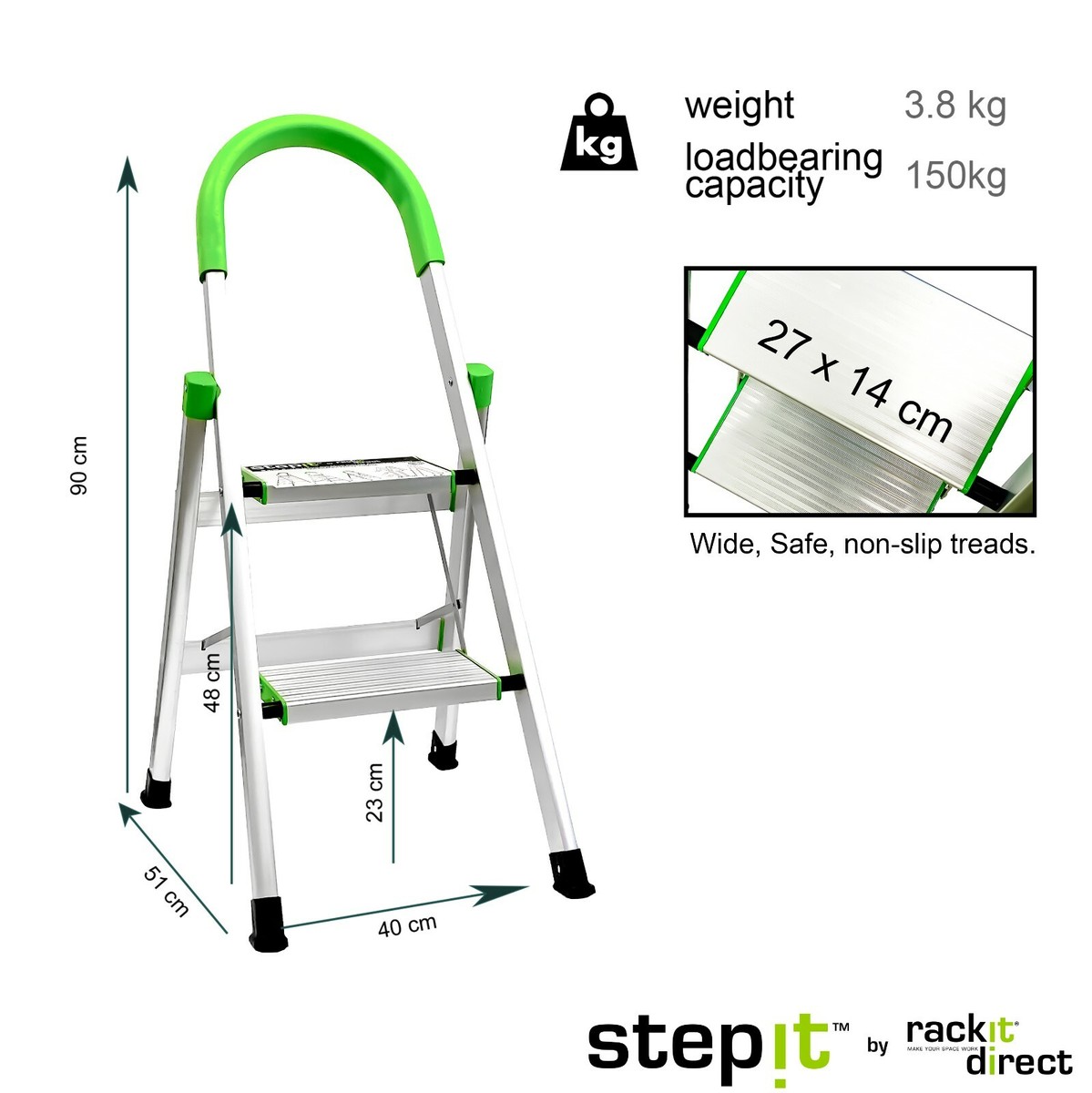 Wolf 3 Step Slimline Aluminium Step Ladder