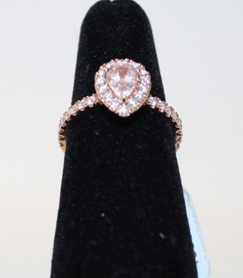14K Rose Gold 4.0G Ladies Engagement Ring Large Pink Stone 32-Chip ...