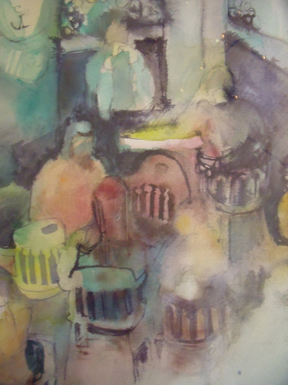 KAREN BRUSSAT BUTLER (AMER) “THE RATH” WATERCOLOR CA 1980 SIGNED CUSTOM ...