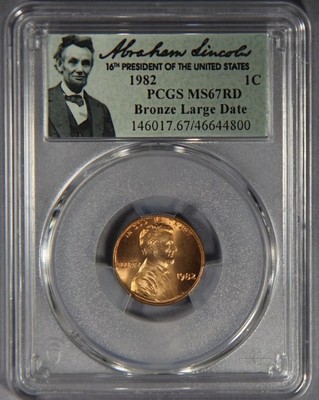 1982 Lincoln Memorial Cent Penny PCGS MS67 RD Bronze Large Date | eBay