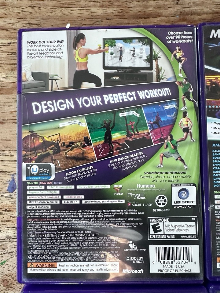 Xbox 360 Kinect Game Bundle LOT 5 Kinect Sports Just Dance 3 Zumba ...