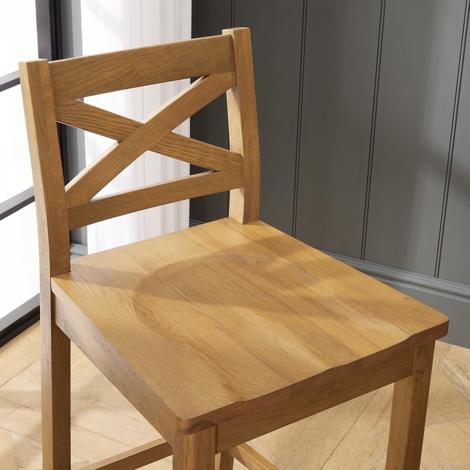 Dining Seat Furniture Cotswold Rustic Smoked Oak Cross Back Bar Stool ...
