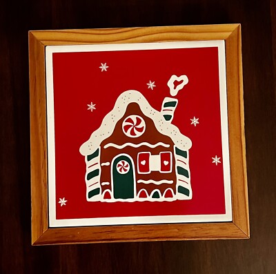 Vintage Christmas Holiday Tile & Wood Trivet, Wall Hanging Decor ...