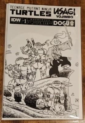 TMNT Usagi Yojimbo Wherewhen #1 1:25 B&W Variant By Stan Sakai IDW ...