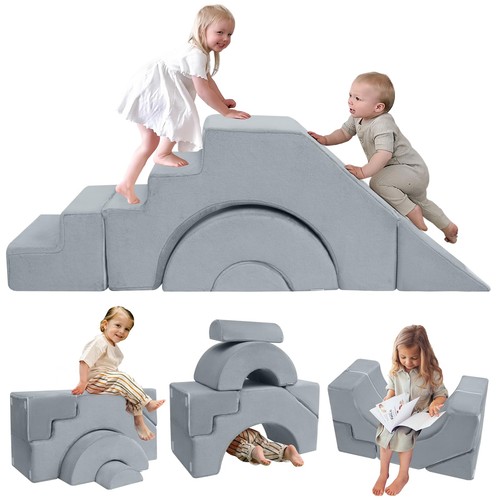 Modular Kids Sofa, Foam Play Couch Sofa with Slide & Stair Design ...