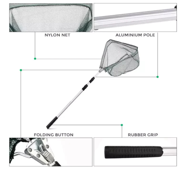 Pond Fish Catch Net Telescopic Handle Strong Leaf Dip Garden Cleaning ...