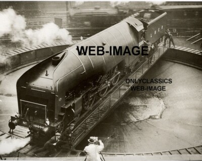 1935 LNER STREAMLINER LOCOMOTIVE RAILROAD TRAIN TURNTABLE 8X10 PHOTO ...