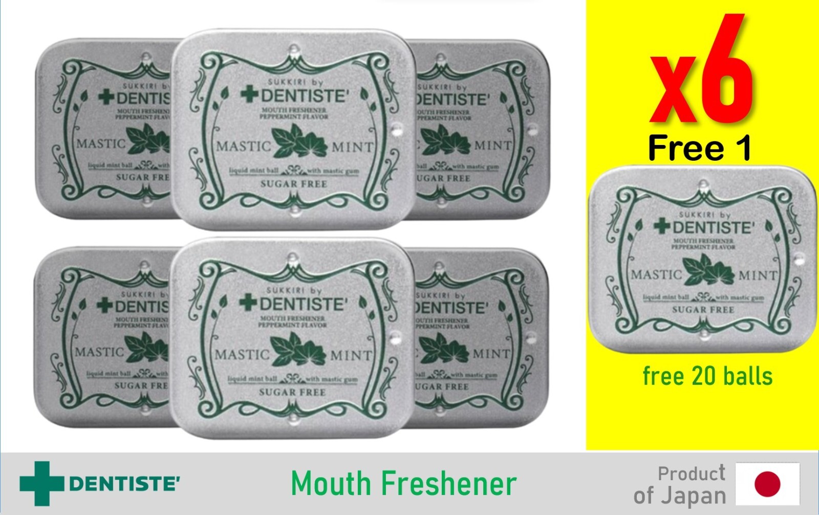 6 free 1 Sukkiri by Dentiste Mouth Freshener Mastic Mint Sugar Free ...