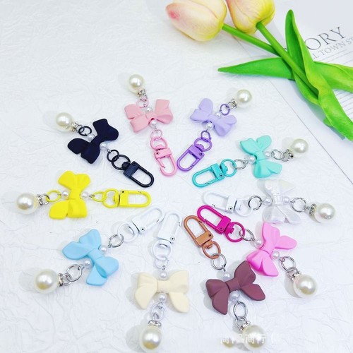 Bow Knot Key Chain Pearl Bow Shaped Mobile Phone Chain New Key Ring ...