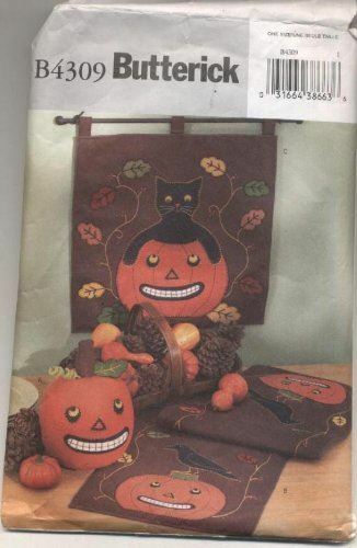 Butterick Sewing Pattern 4309 Halloween Fall Pumpkin Runner Wall ...