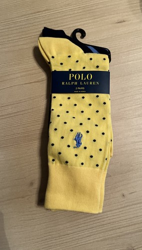 Polo Ralph Lauren Men's 2 Pk Dotted Dress Socks Blue/Yellow NEW | eBay