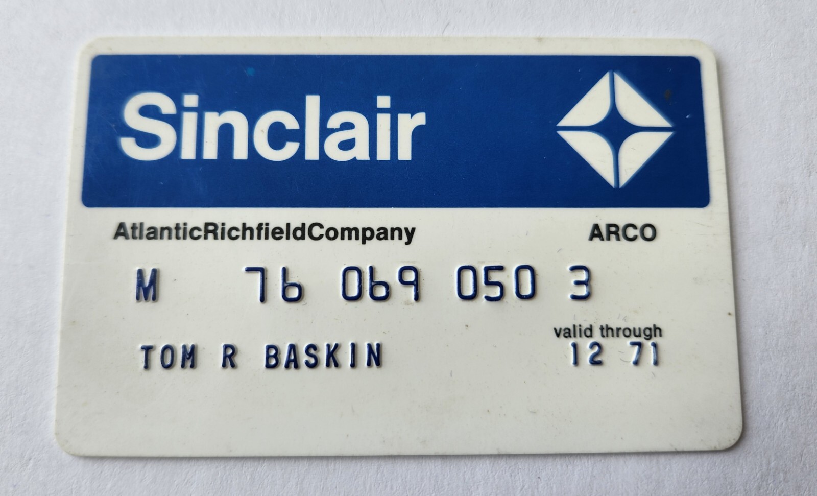 Sinclair Atlantic Richfield Company Expired Vintage Card. Pre-Owned ...