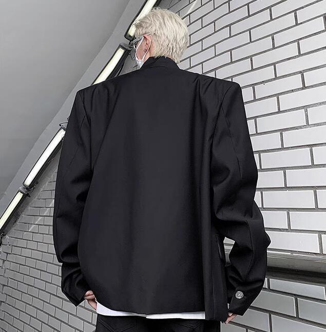 Men's Autumn New Fashion Stand Collar Long Sleeve Loose Metal Decor ...