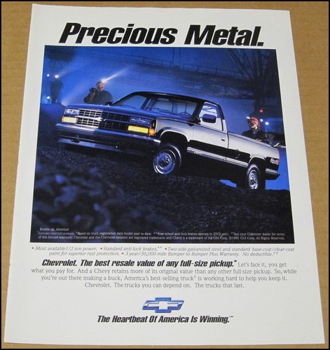 1992 Chevy Truck Print Ad 1991 Car Automobile Vintage Advertisement ...