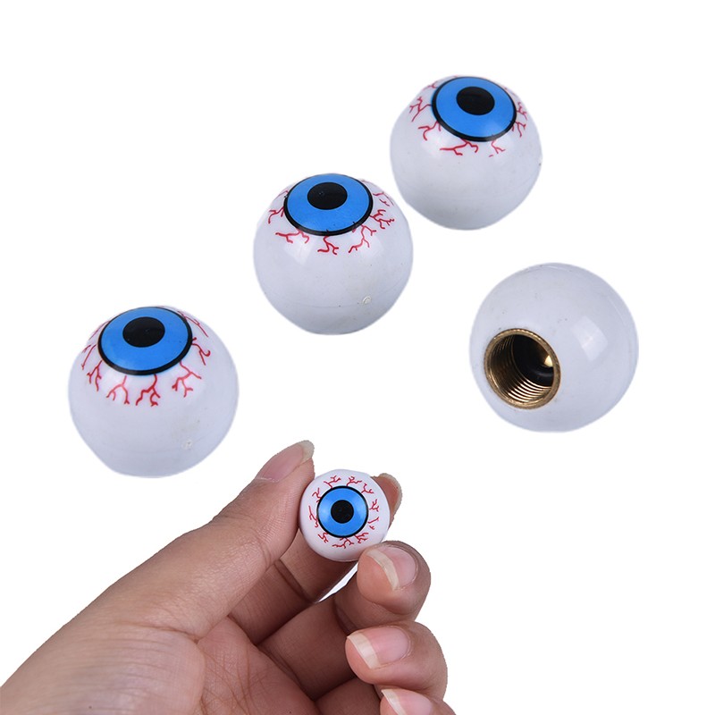 4PCS New Eyeball-Shaped Valve Caps For Metallic Plastic Bikes & Cars ...