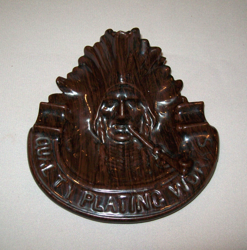 Old Antique Vtg Ca 1930s Cast Iron Indian Head Ashtray Quality Plating ...