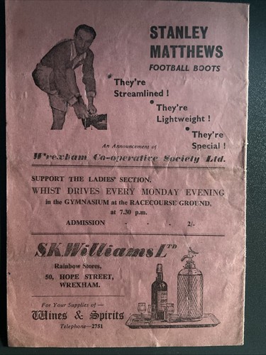 Wrexham v Halifax Town(Division 3 North 57/8) 4/1/58 FLD sm/tr | eBay