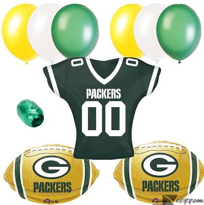 Green Bay Packers 10pc Football Balloon Pack, White Green Yellow | eBay