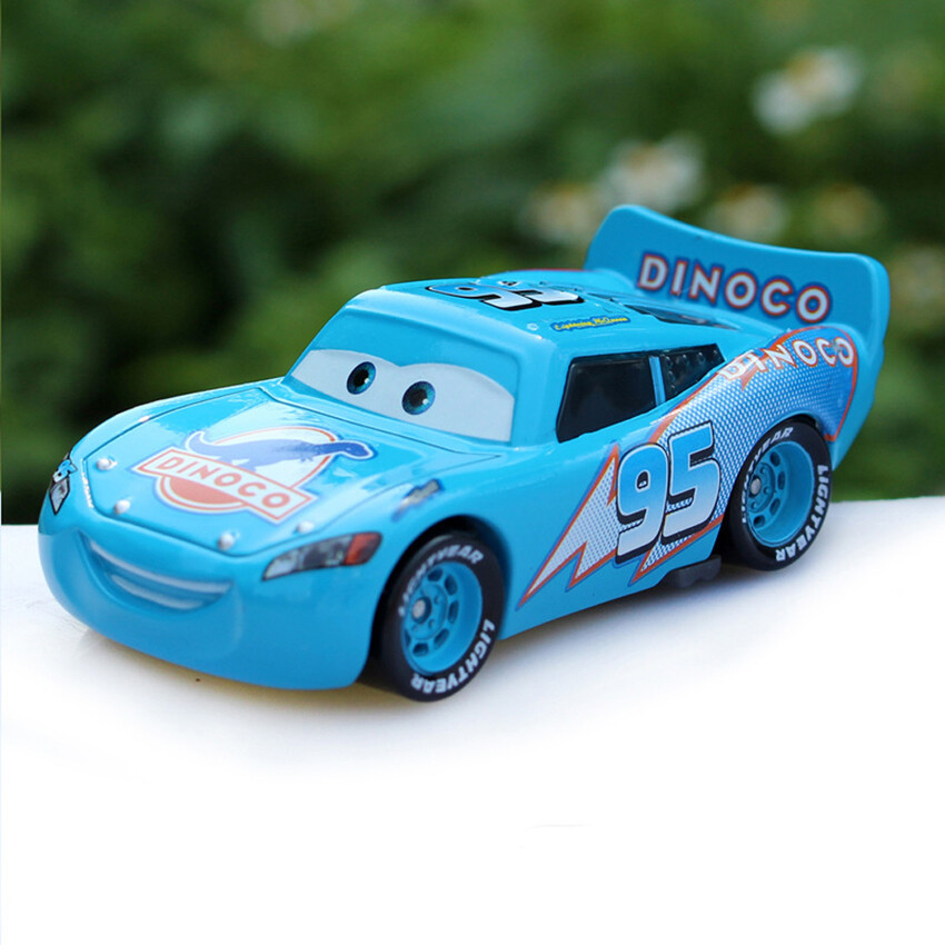 Diecast Model Car Disney Pixar Cars Blue Lightning McQueen Dinoco King ...