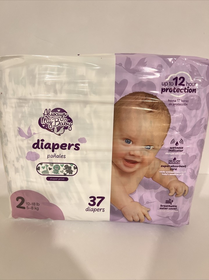 Always My Baby Size 2 12-18lb 37 Diapers Up To 12 Hours Protection | eBay