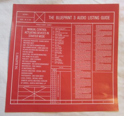 JAY-Z Record Insert from BLUEPRINT 3 Double LP - Insert Only, No Record ...