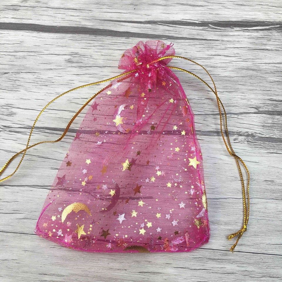 25 50 100 Moon Star Organza Gift Bags Wedding Jewelry Drawstring Party ...