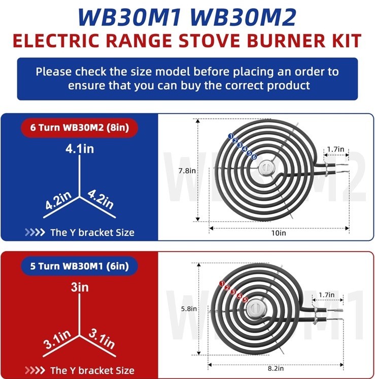 Upgraded 4 Pack WB30M1 WB30M2 Electric Stove Burners Replacement GE ...
