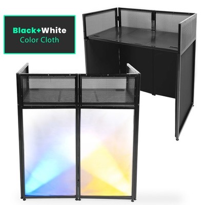 White Black DJ Event Table Facade Scrim Metal Built in Flat Table w ...