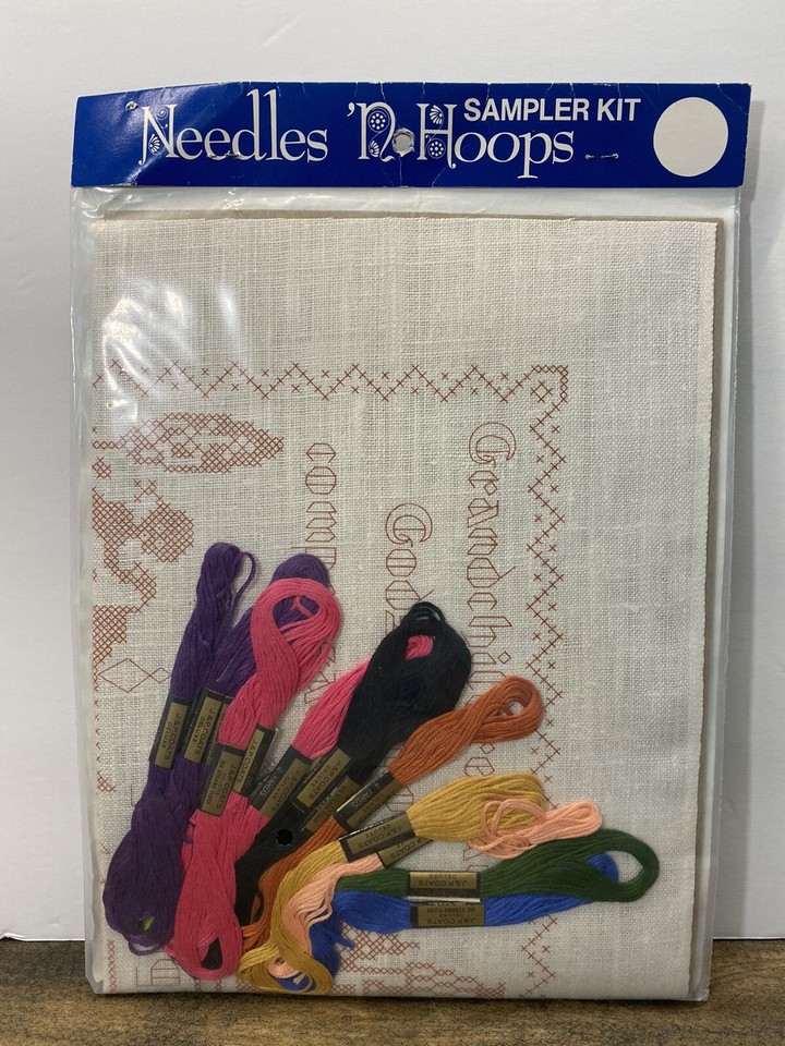 Needles And Hoops Cross Stitch Sampler Kit - Grandchildren - New | eBay