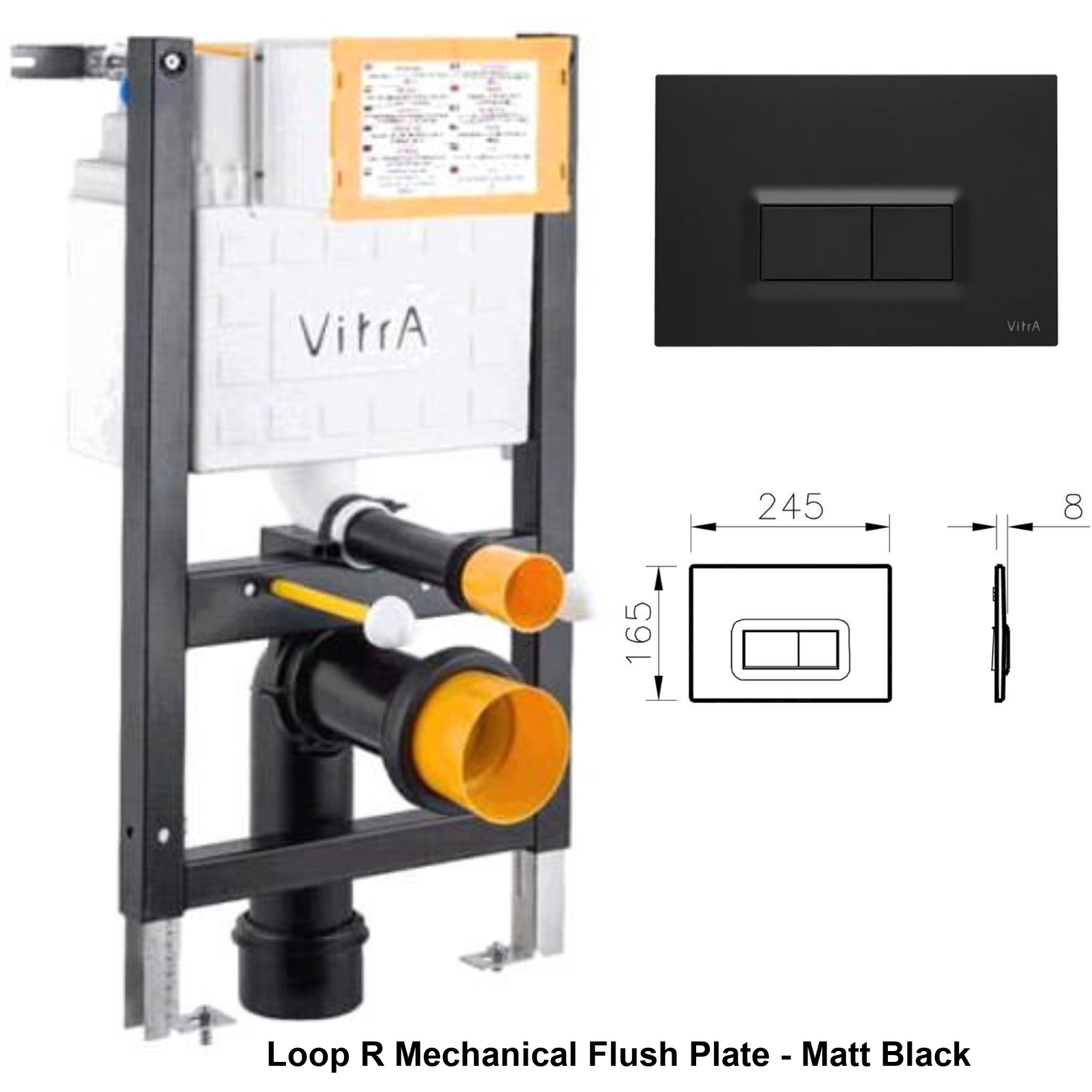 Reduced Height Wall Hung WC Toilet Pan Frame 750mm Dual Flush Concealed ...