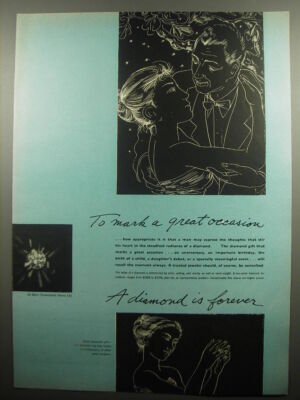 1955 De Beers Diamonds Ad - To mark a great occasion a diamond is ...