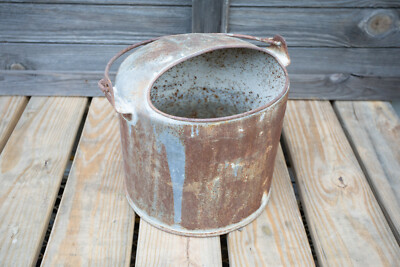 Antique Steel Milk Bucket w/Oval Opening (DCK) Bale & Handle 11 ...