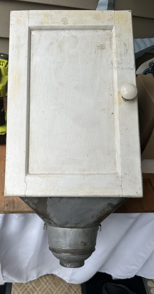 Antique Hoosier Cupboard Metal Flour Bin Painted Wood Door & Sifter ...
