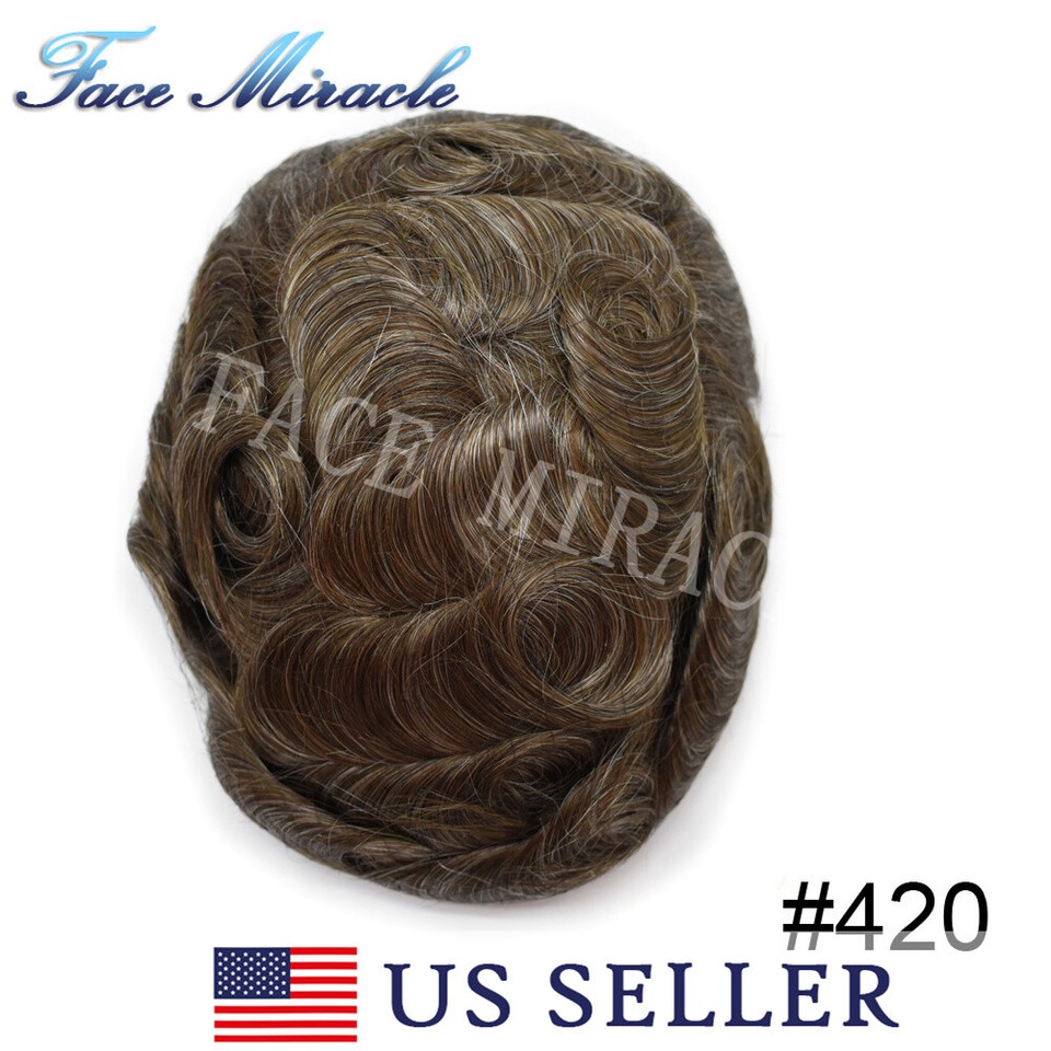 Full Poly Toupee for Men Human Hair System 0.1MM Skin PU Toupee Hair ...